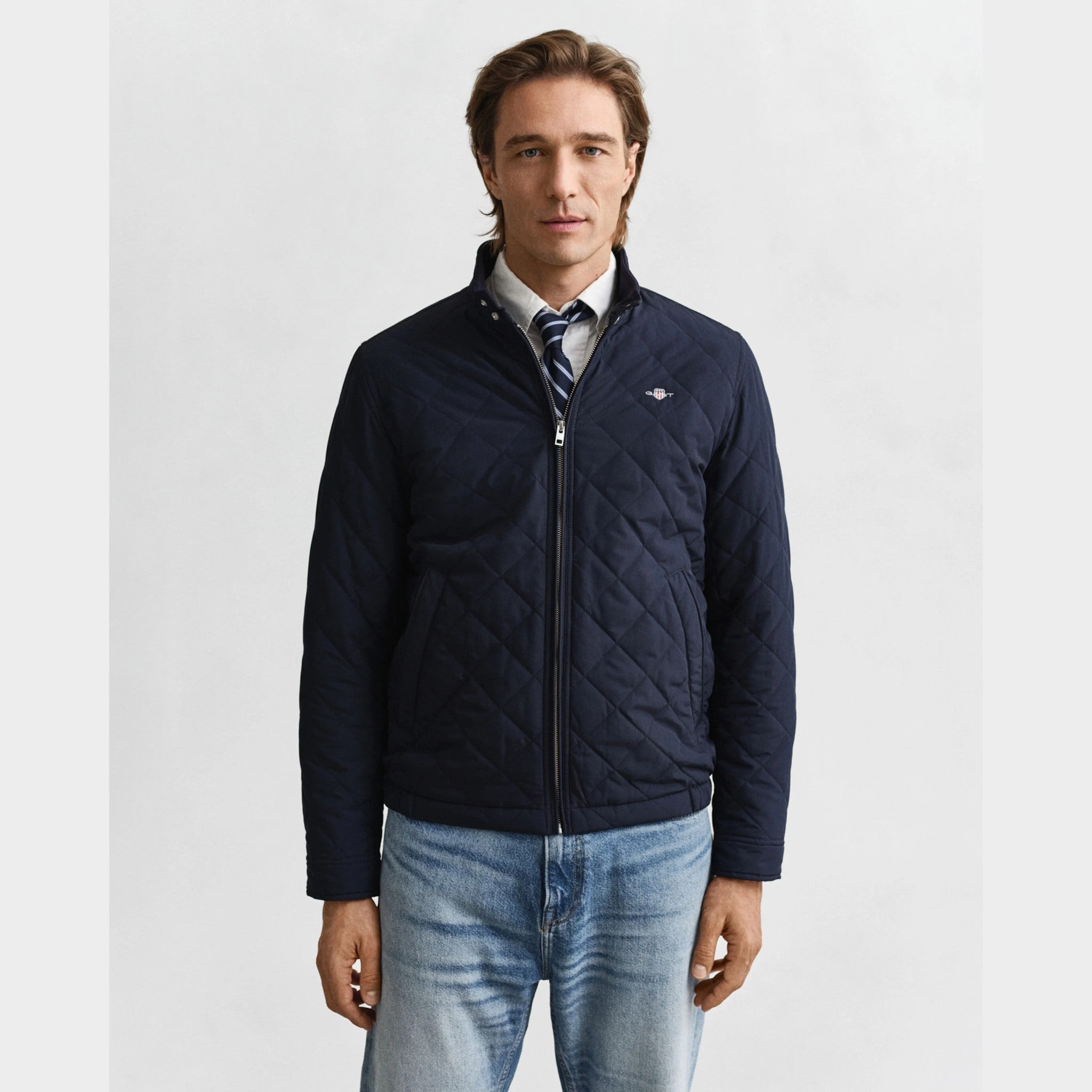 GANT Men's Quilted Windcheater Evening Blue | Preppy Jacket – Jepsons