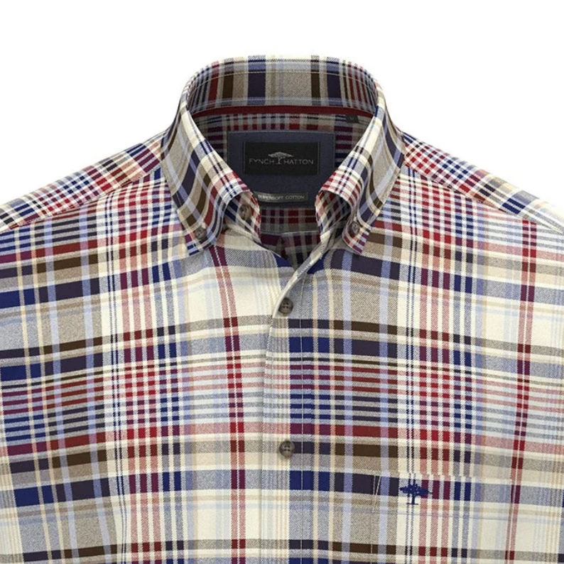 Fynch-Hatton Cotton Check Shirt with Button-Down Collar – Jepsons