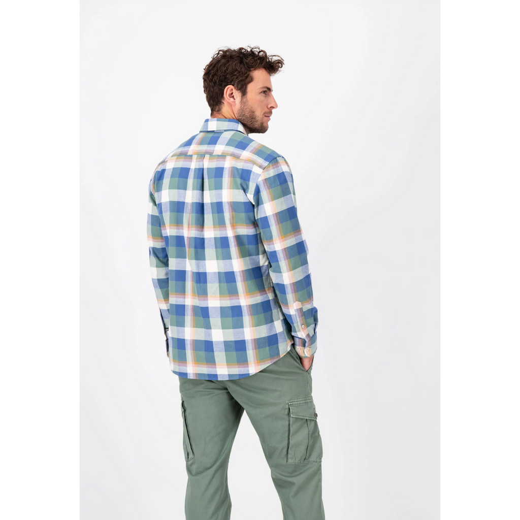 Fynch-Hatton Super Soft Cotton Button Down Check Shirt 13108030 Pale B ...