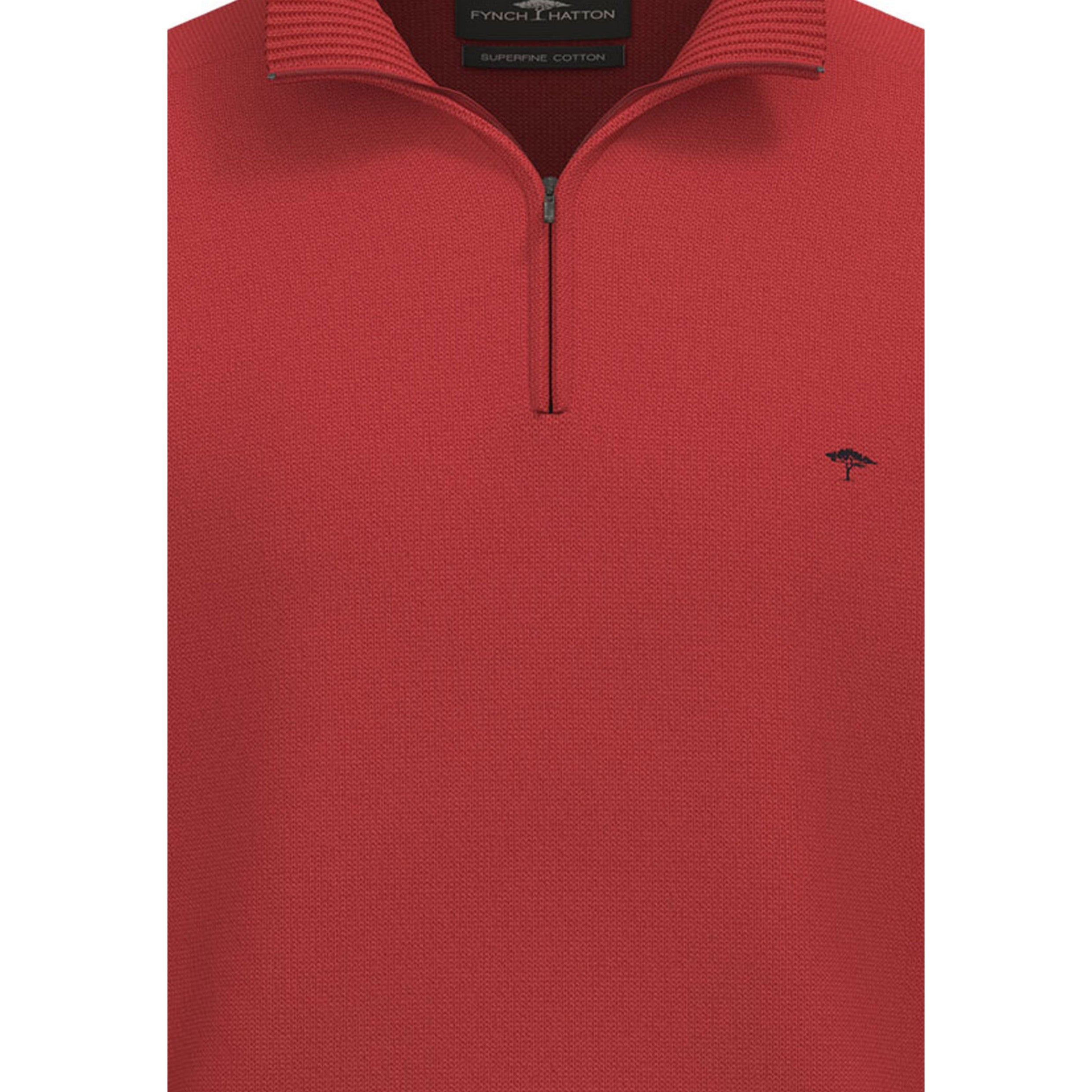 Fynch-Hatton Half Zip Cotton Pullover 1412203 Poppy Red – Jepsons