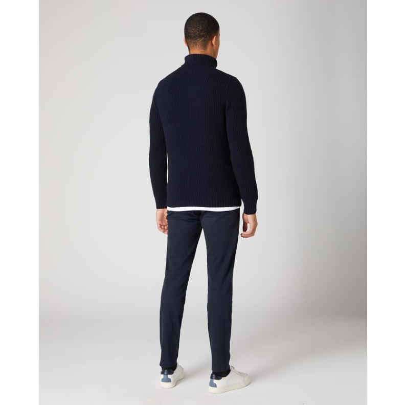 Remus Uomo Tapered Fit Wool-Rich Roll Neck Sweater Navy – Jepsons